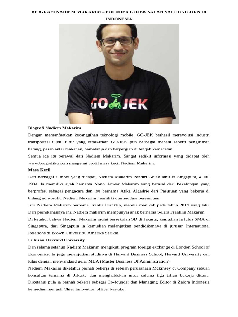 Biografi Nadiem Makarim | PDF