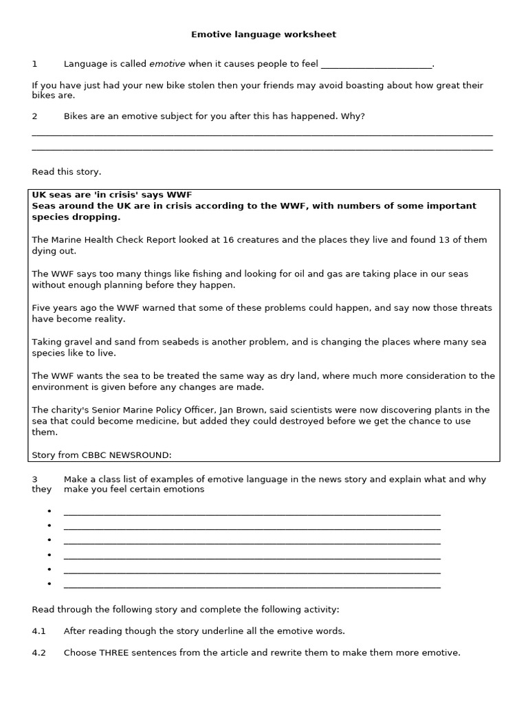 Lesson 44 - Emotive language exercise | PDF