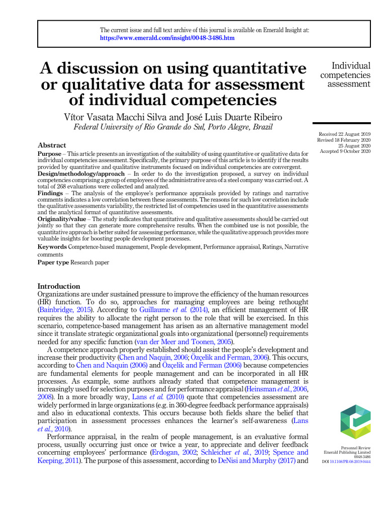 A Discussion On Using Quantitative or Qualitative Data For Assessment ...