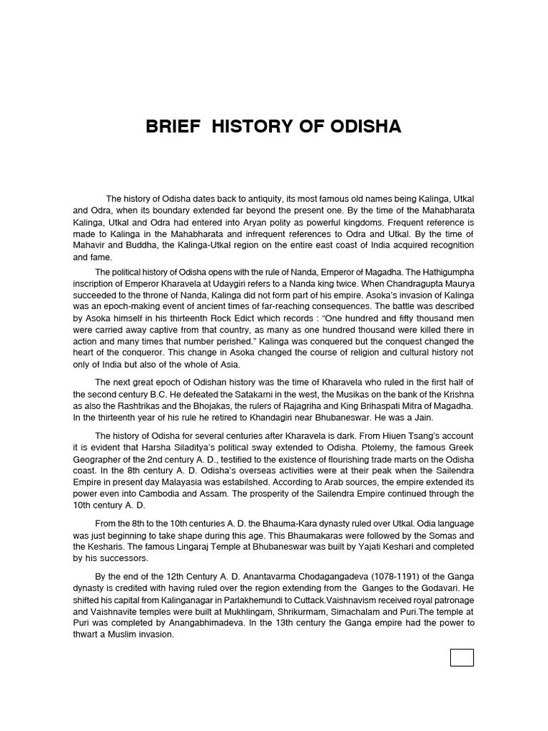 Brief History of Odisha | PDF