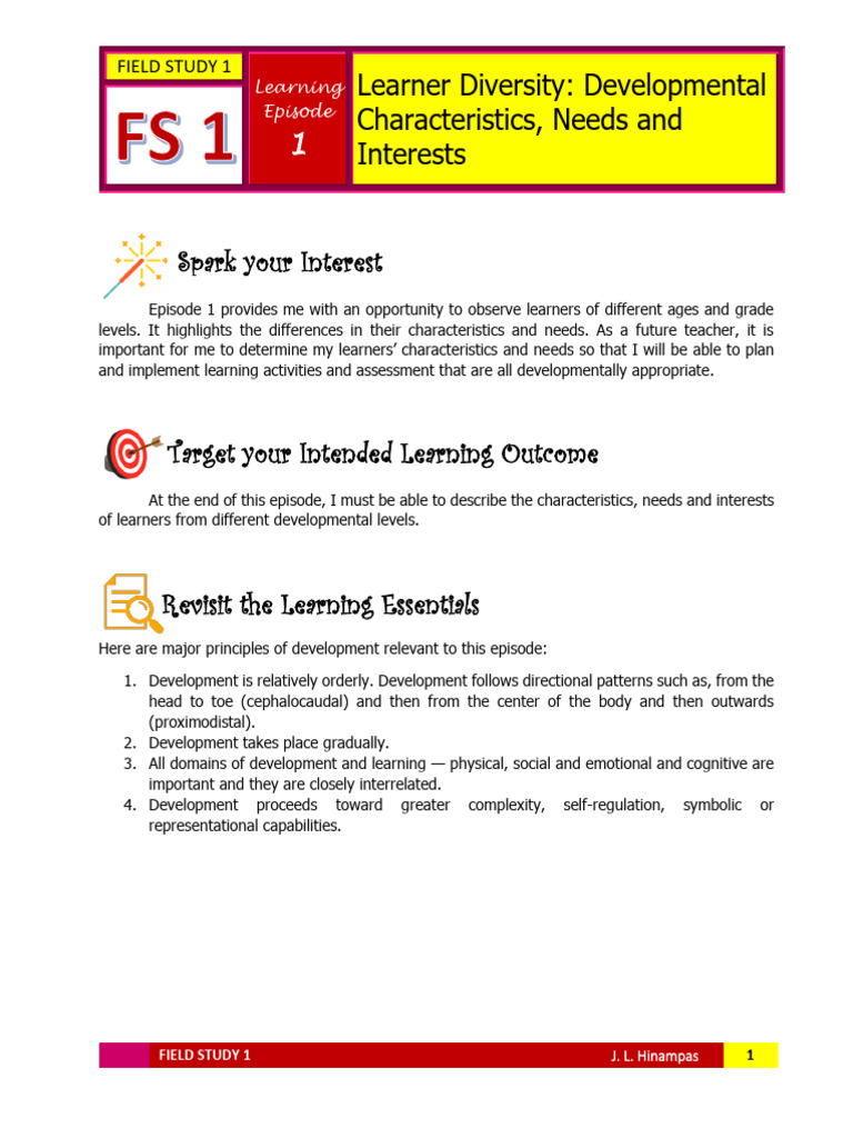 FS 1 Learning Episode 1 2023 | PDF