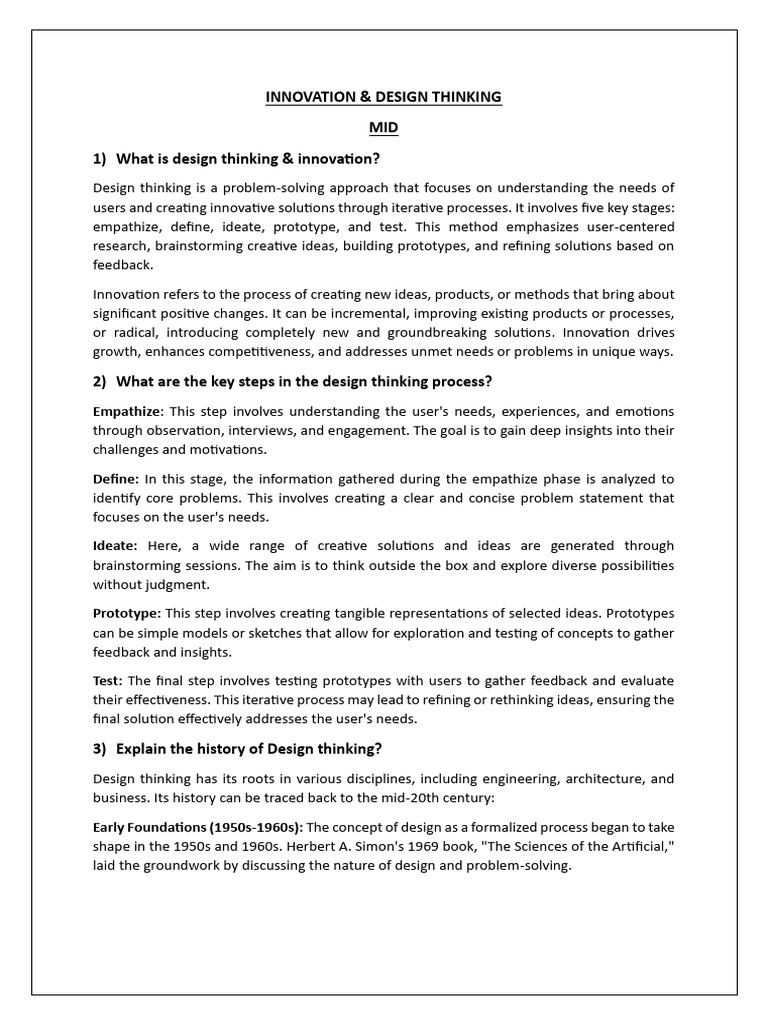 Innovation & Design Thinking | PDF