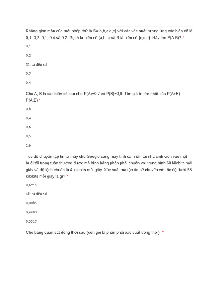 xstk trắc nghiệm | PDF