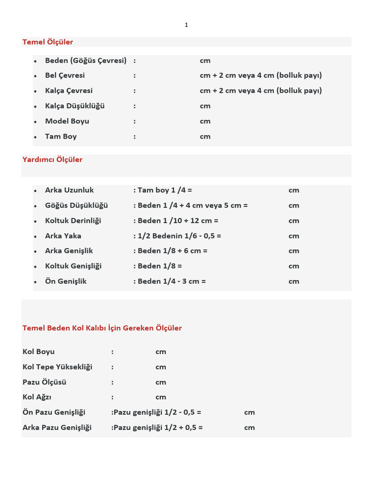 Temel Beden Kalip | PDF