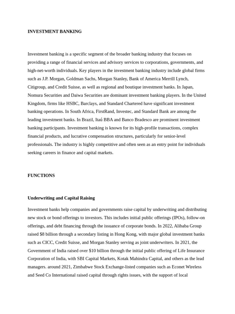 Investment Banking | PDF