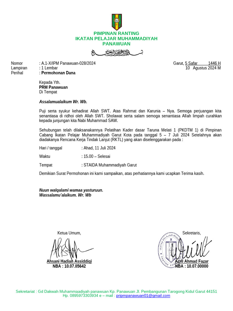 Permohonan Dana Rktl. | PDF