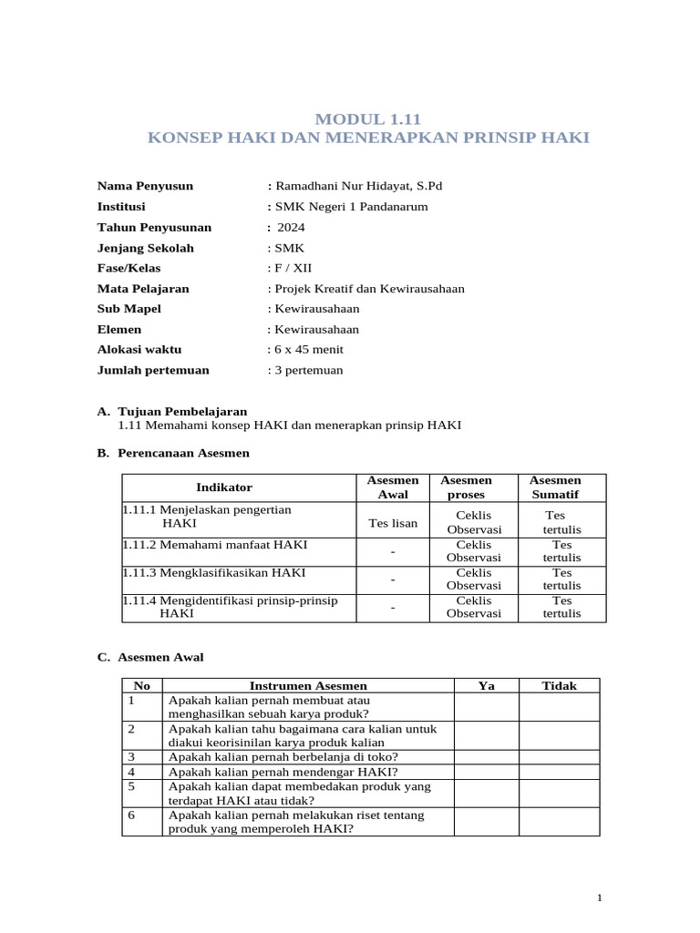 Contoh MA - PKK SMK THP | PDF