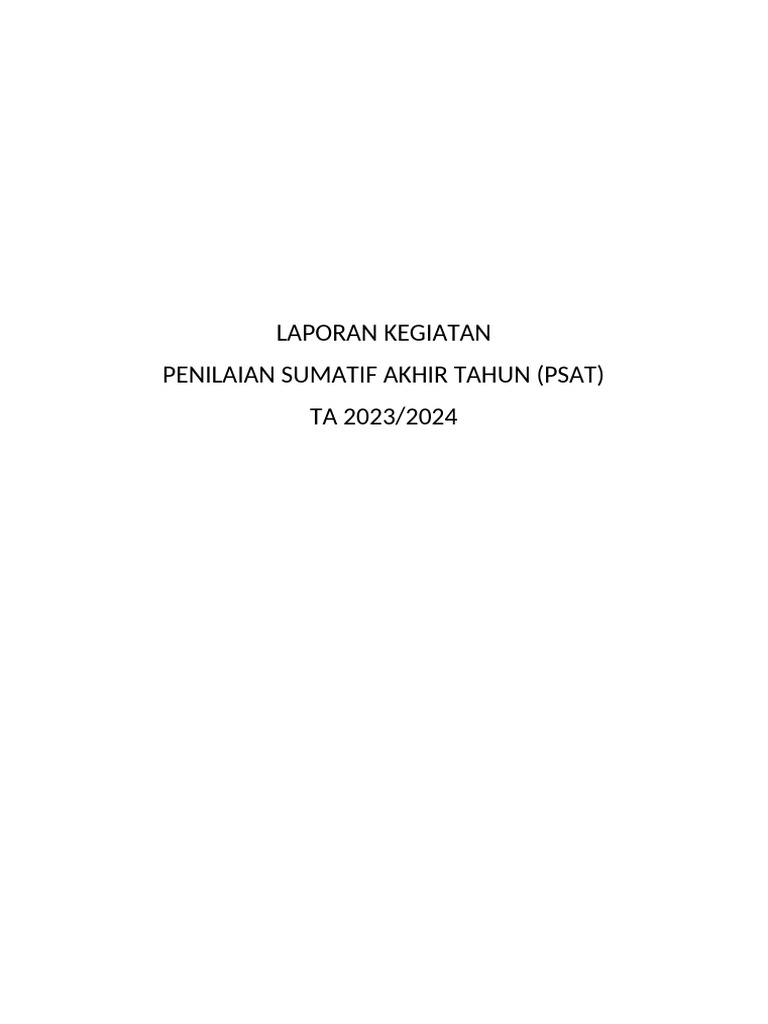 Laporan Kegiatan Psat | PDF
