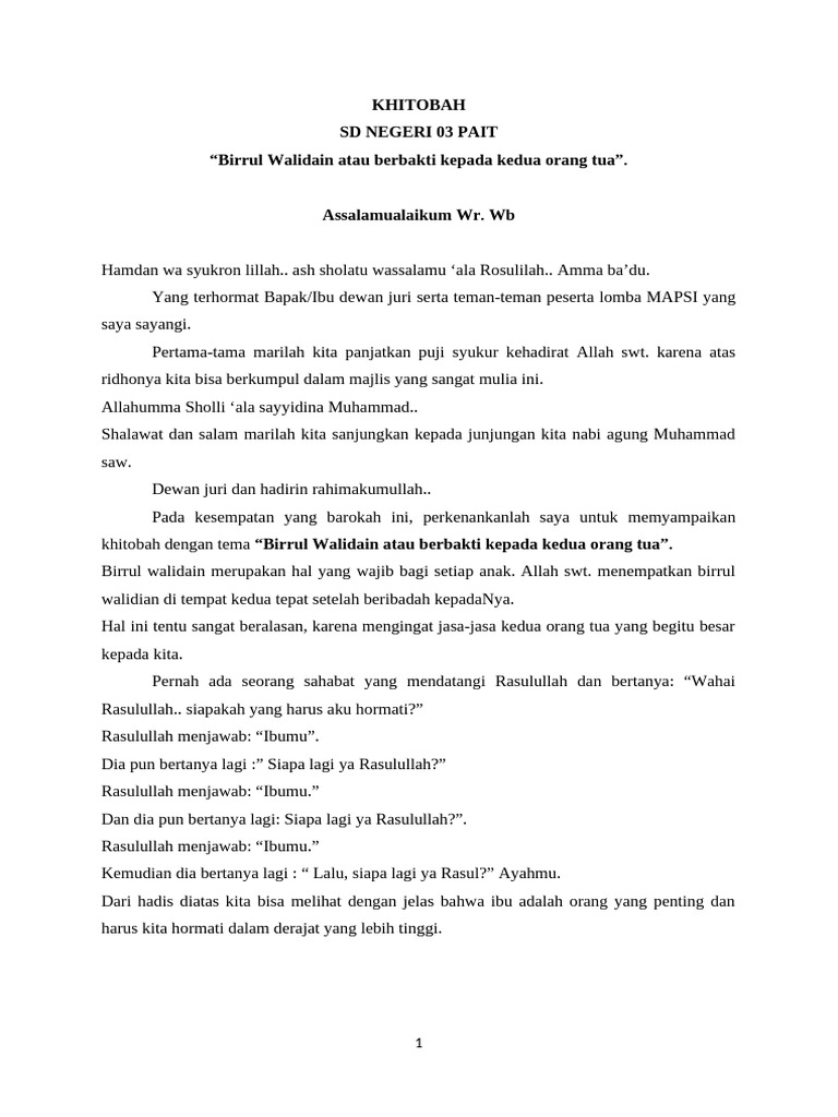 Teks Khitobah 2023 - 2024 | PDF