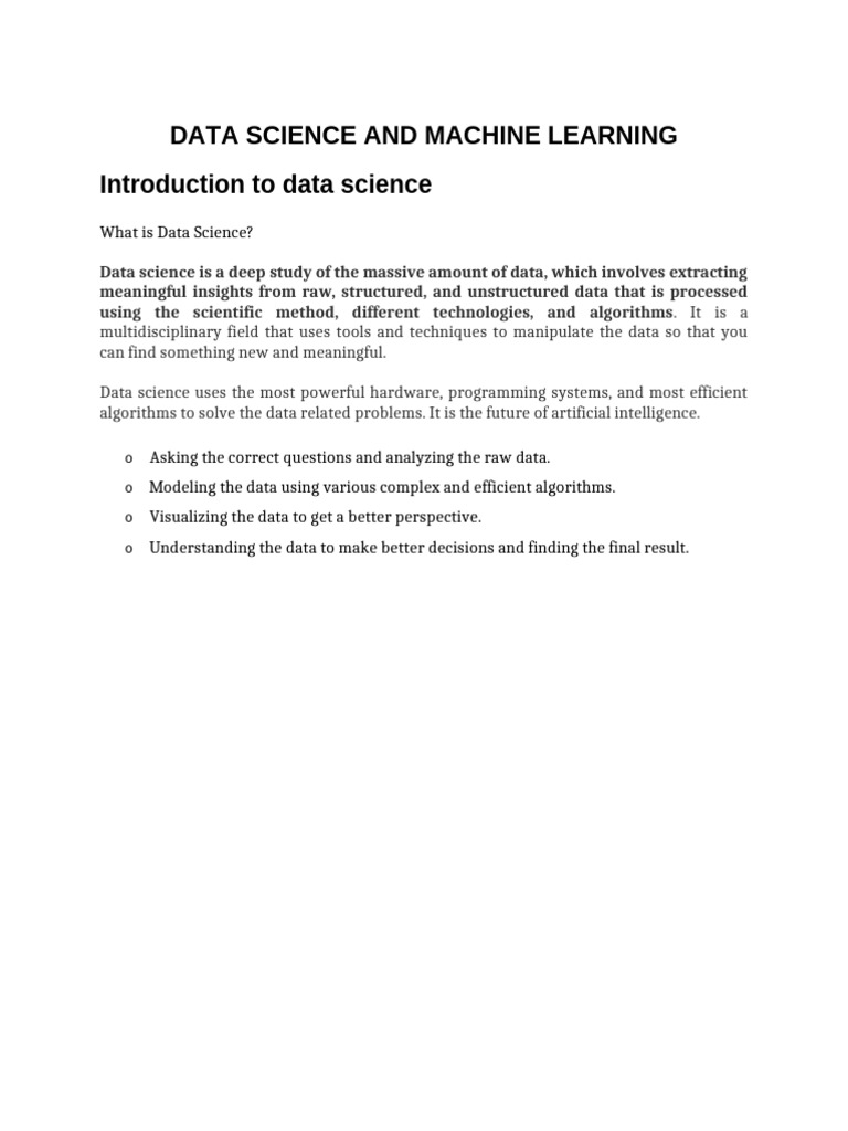 UNIT 1-Data Science | PDF