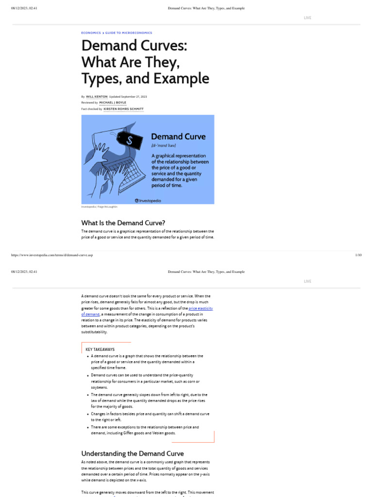Demand Curves - What Are They, Types, and Example | PDF