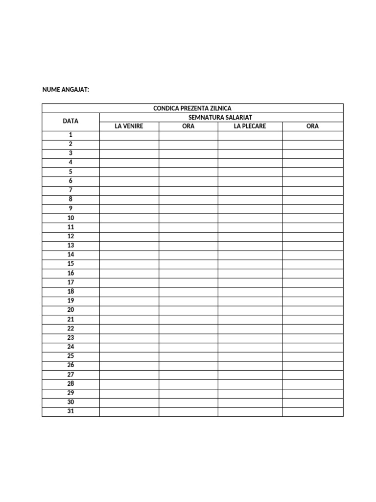 Condica Prezenta | PDF