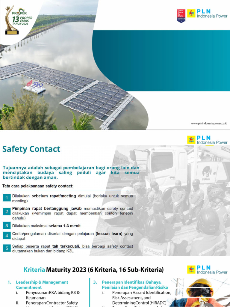 Sosialisasi Maturity Level K3, K2 Dan Kebersihan PLN IP 2024 | PDF
