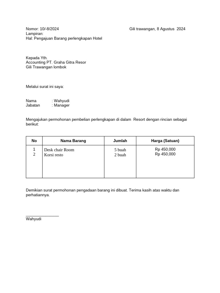 Pengajuan Pembelian Barang | PDF