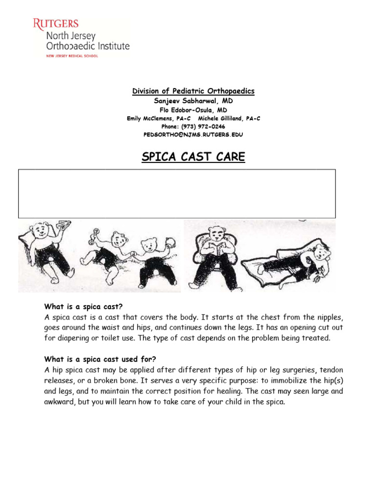 Spica Cast Care Instructions | PDF