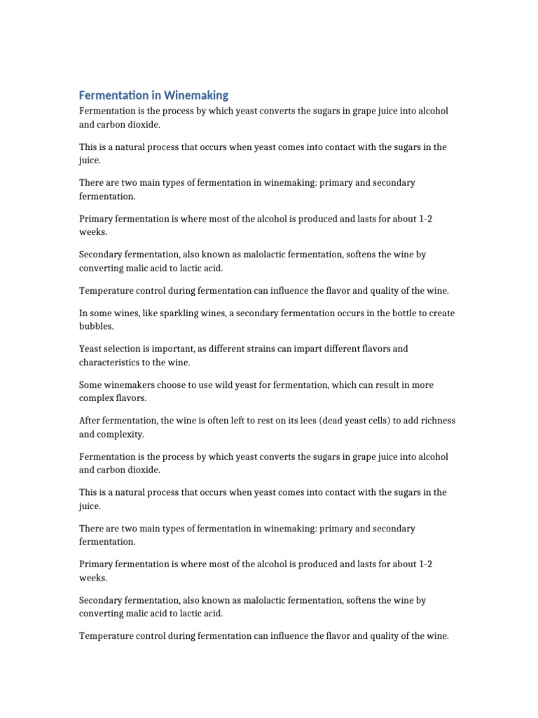 Fermentation in Winemaking | PDF