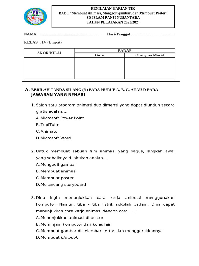 Soal PH TIK Grade 4 | PDF