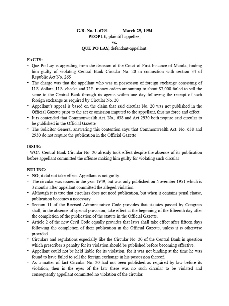 3 - People vs. Que Po Lay | PDF | Appeal | Law