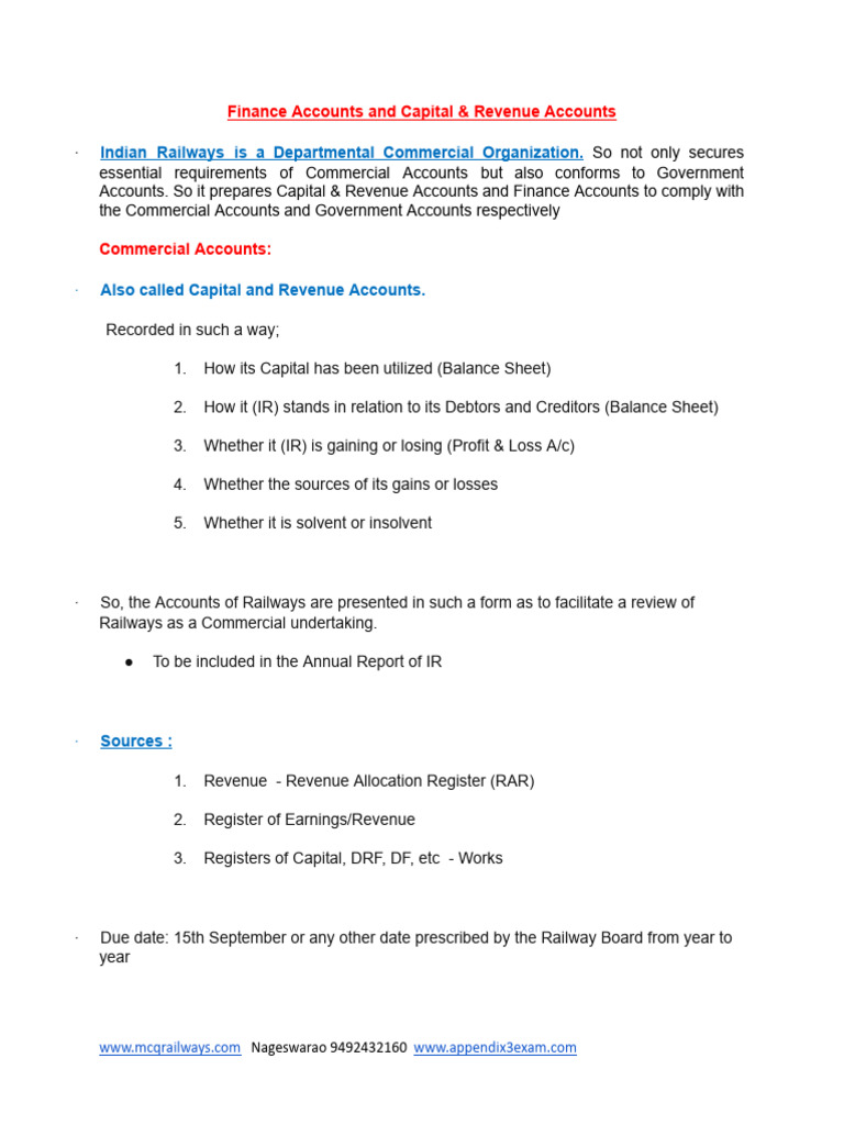 Accounts Code Chapter 2 Structure of Railway Accounts | PDF