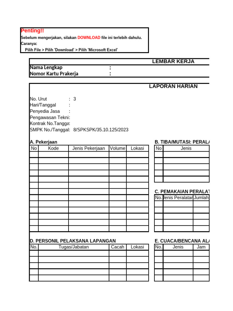 Format Laporan Harian | PDF