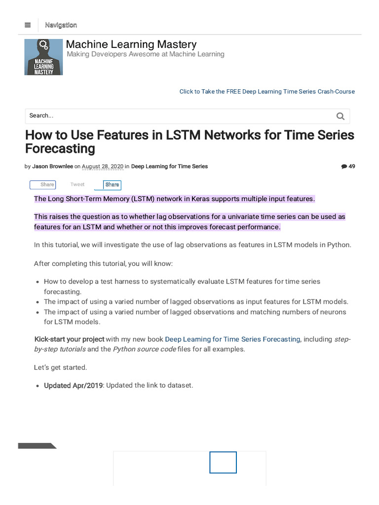 How To Use Features in LSTM Networks For Time Series Forecasting | PDF ... How To Use Features in LSTM Networks For Time Series Forecasting | PDF ...