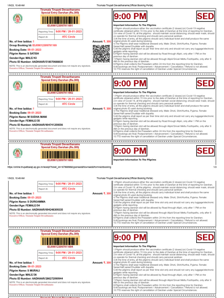 Tirumala Tirupati Devasthanams (Official Booking Portal) | PDF