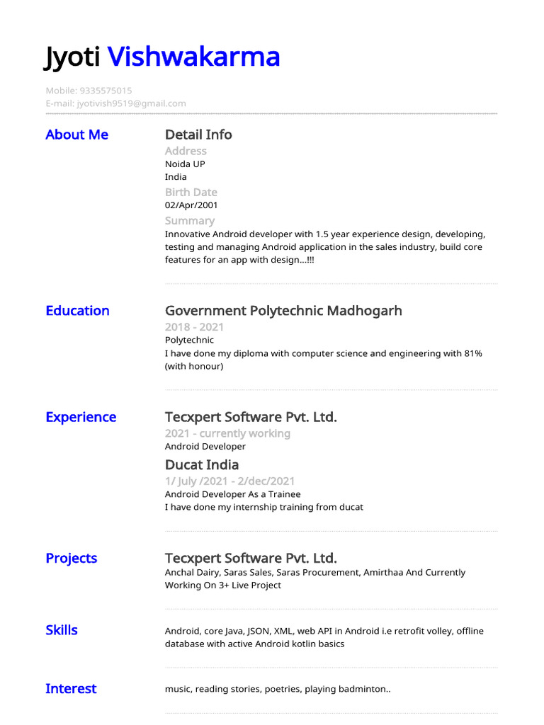 Jyoti Resume93 | PDF