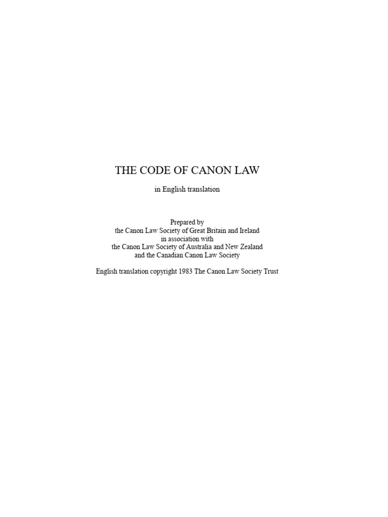 Code of Canon Law | PDF | Catholic Church | Law