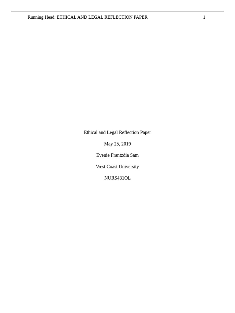 Ethical and Legal Reflection Paper | PDF