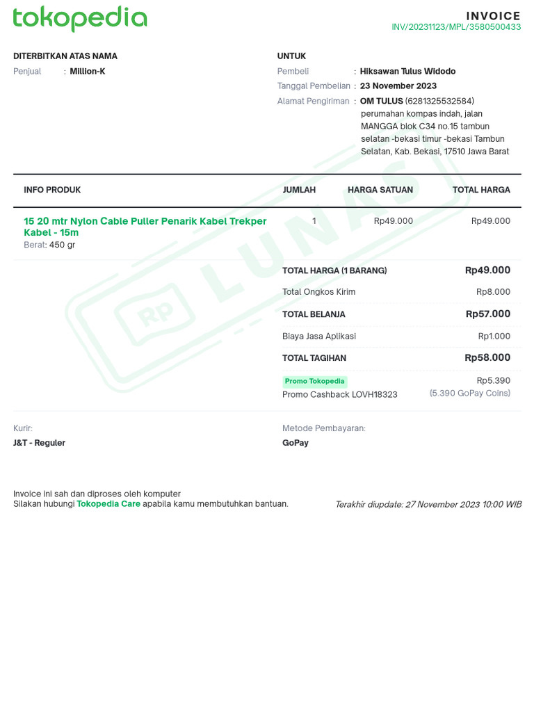 15 20 MTR Nylon Cable Puller Penarik Kabel Trekper Kabel - 15m | PDF
