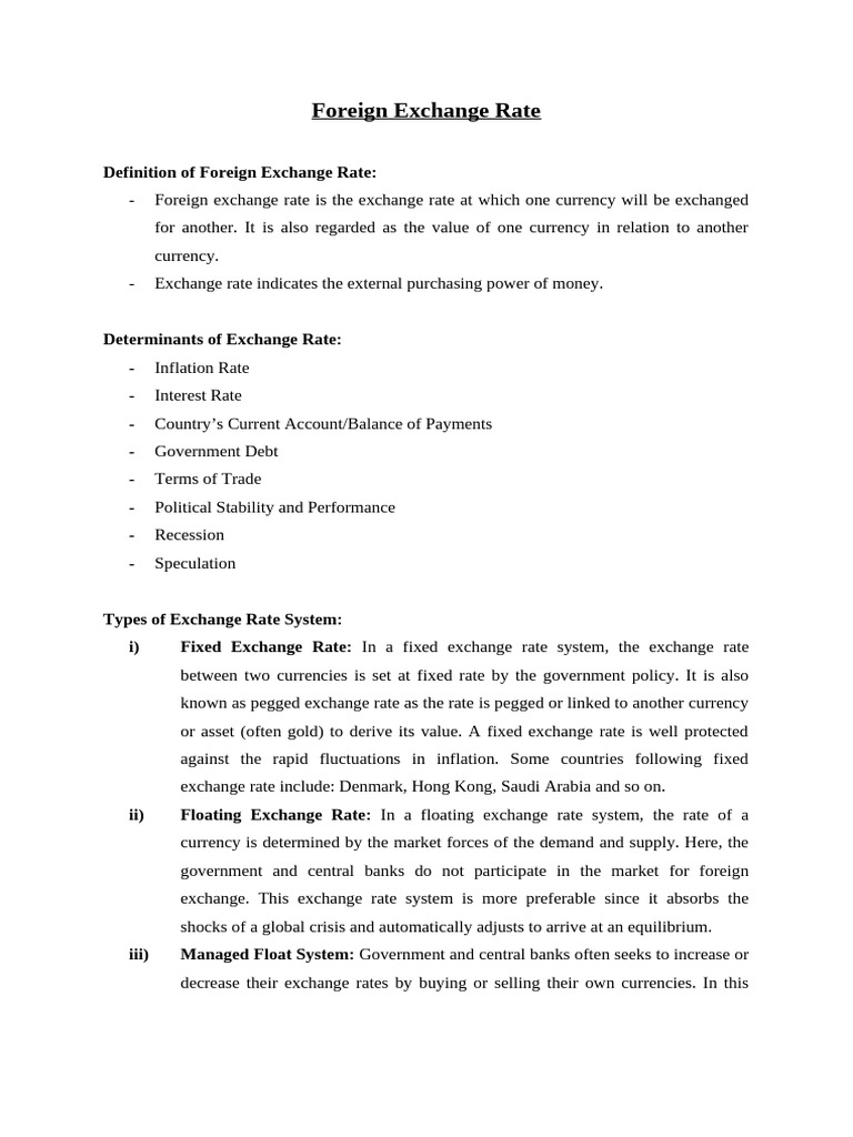 Foreign Exchange Rate | PDF