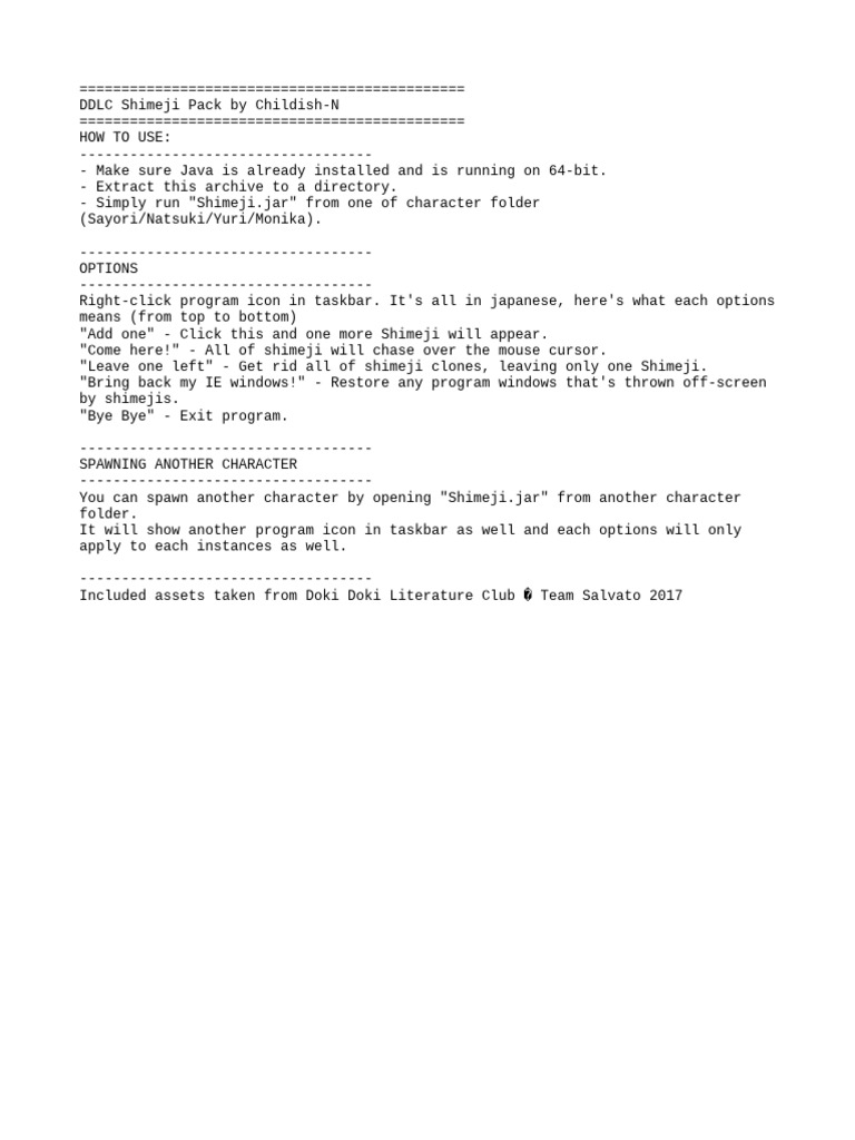 DDLC Pack - Important Note | PDF