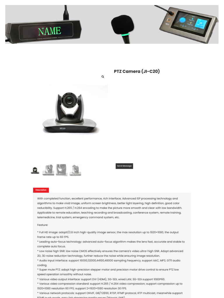 PTZ Camera (JI-C20) - Jistron | PDF