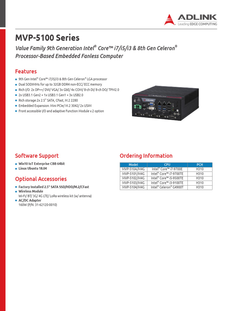 Fanless PC - MVP-5100-datasheet | PDF