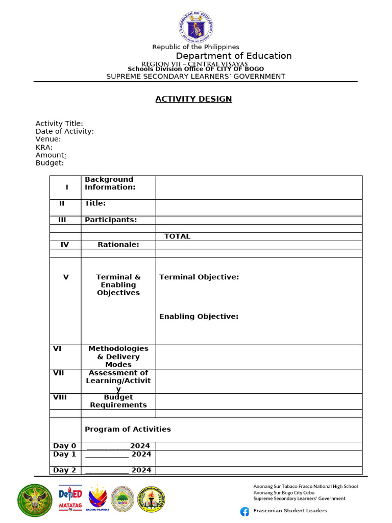 Activity Design Template | PDF