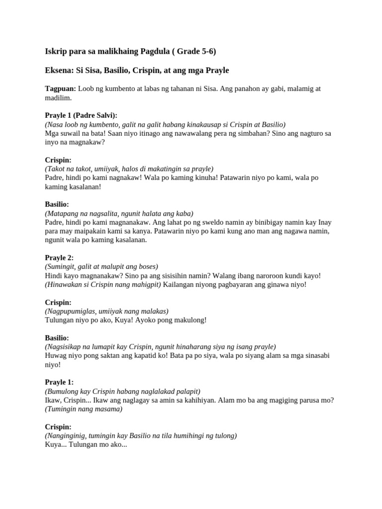 Iskrip para Sa Malikhaing Pagdula | PDF