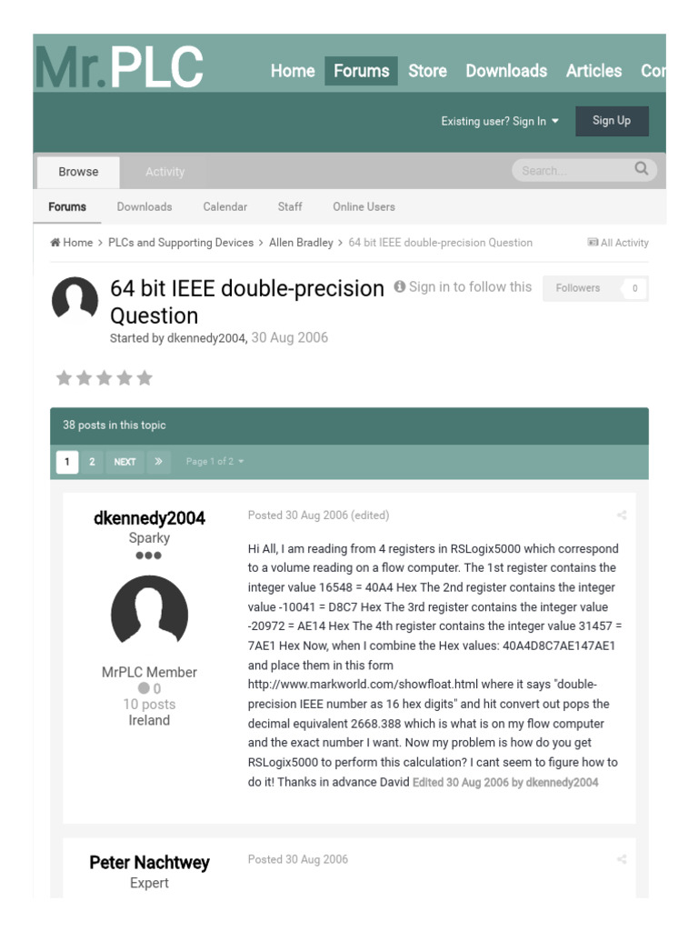 64 Bit IEEE Double-Precision Question - Allen Bradley - Forums - MRPLC ...