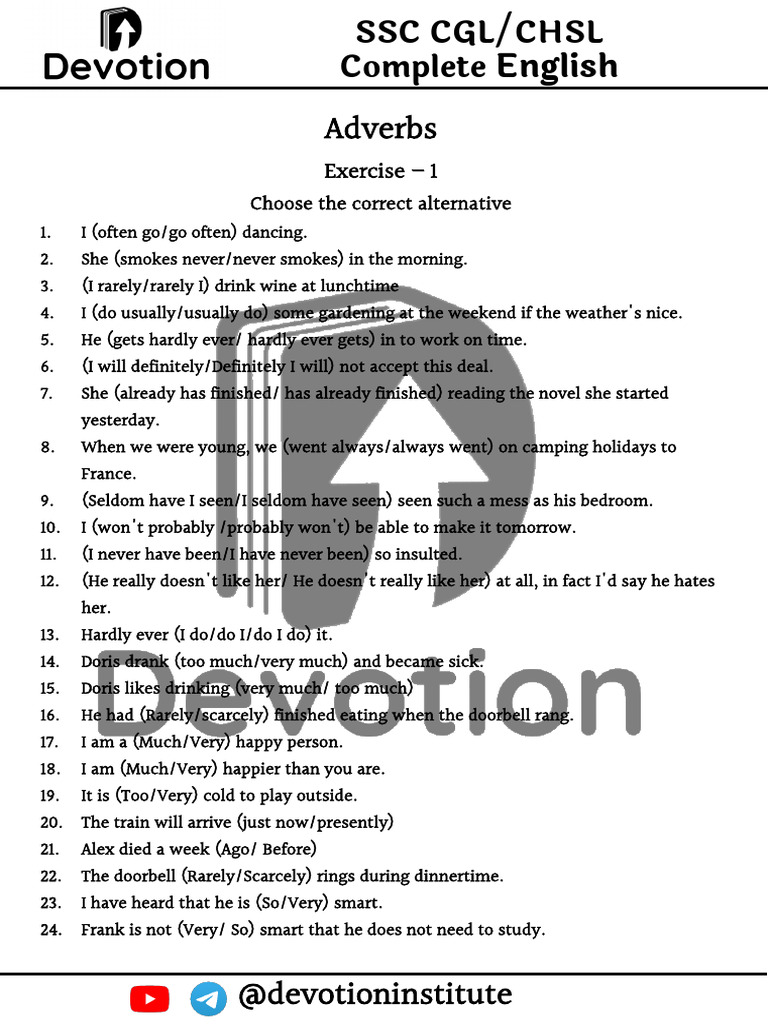 Adverbs - Exercise | PDF