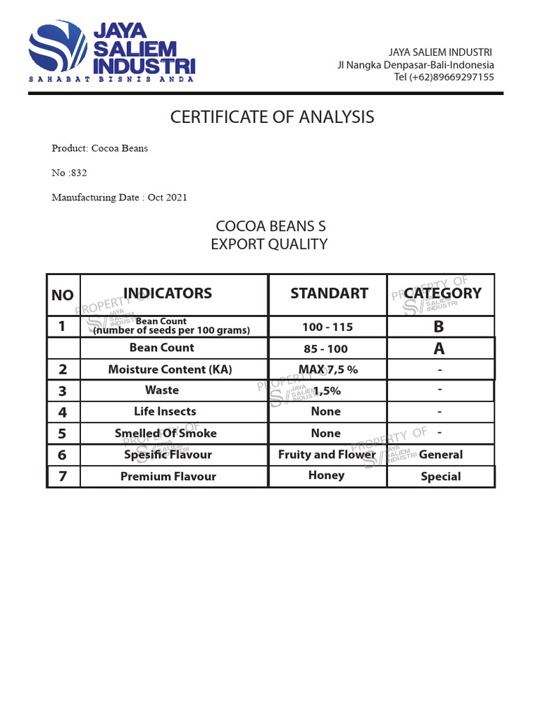 Coa Cacao Beans | PDF