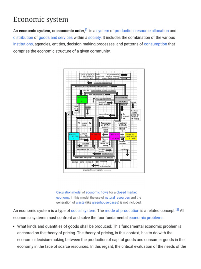 Economic System - Wikipedia | PDF