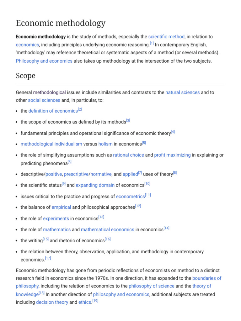 Economic Methodology - Wikipedia | PDF