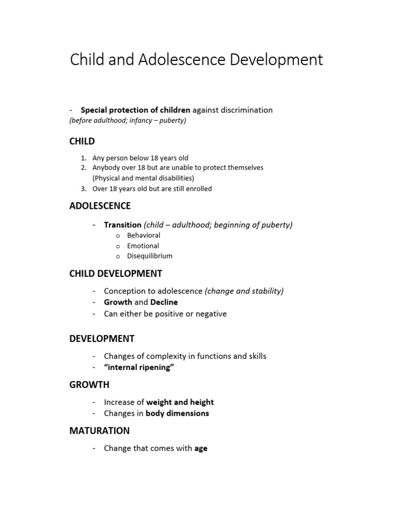 Child and Adolescence Development | PDF