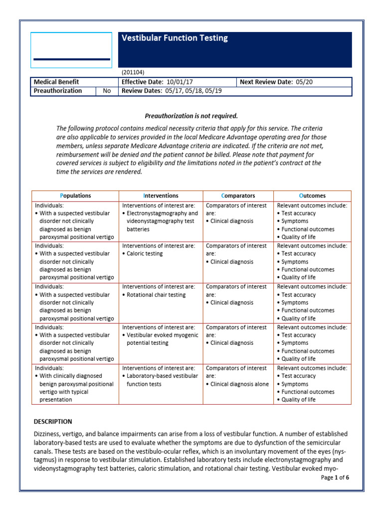 Vestibular Testing 2 | PDF