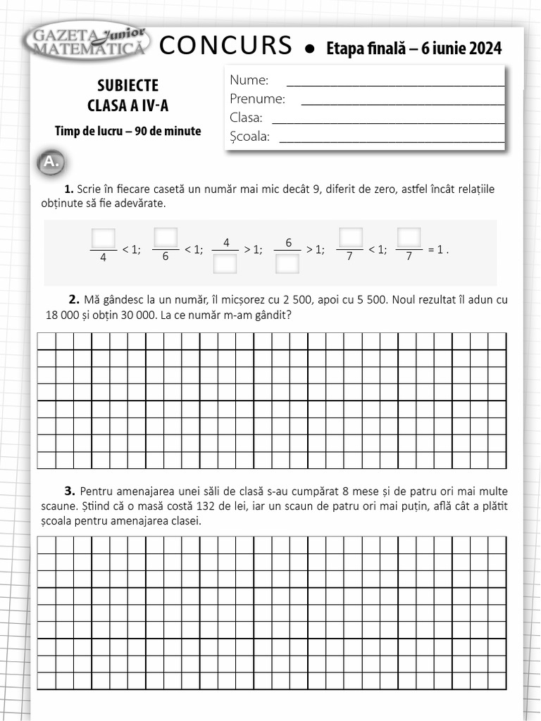 Subiecte Concurs GMJ Etapa Finala 6 Iunie 2024 C4 | PDF