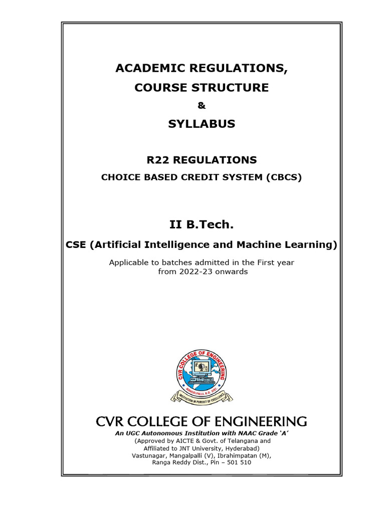 CSE (AIML) R22 II Year Syllabus | PDF | Class (Computer Programming) | Probability Distribution