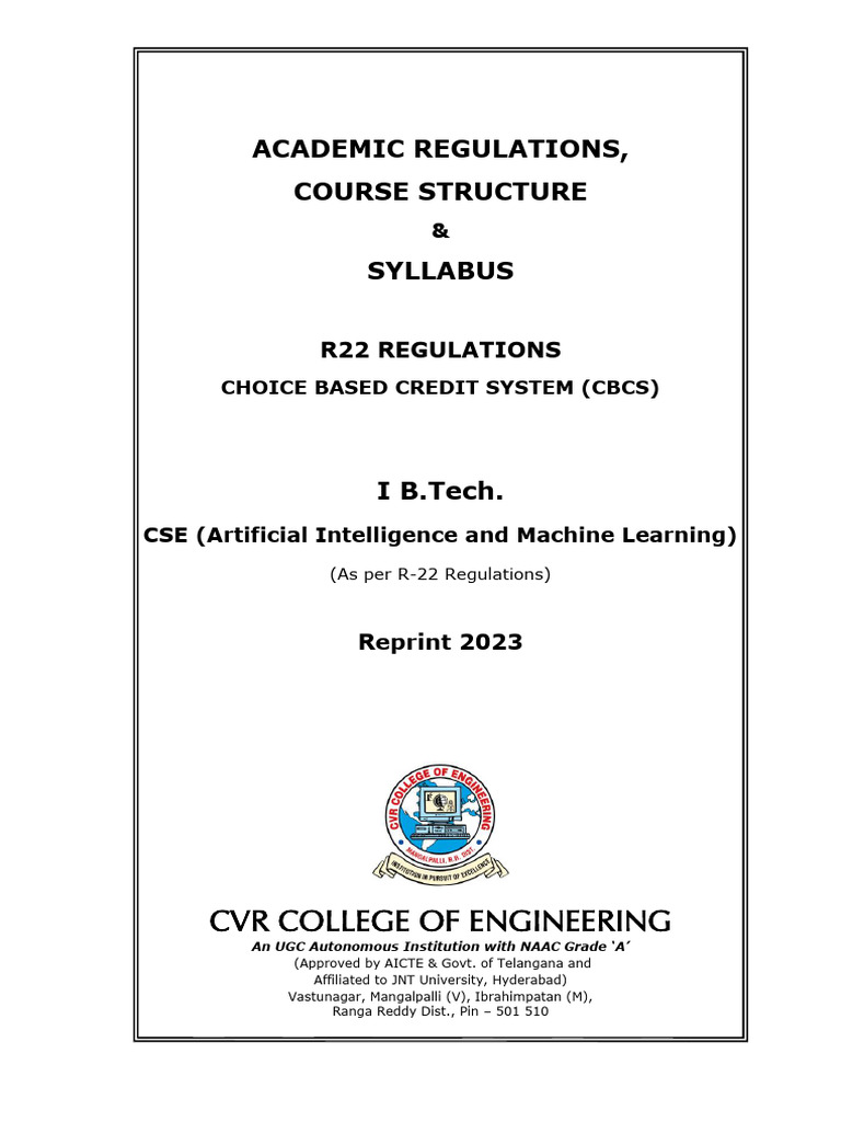CSE-AIML R22 I Year Syllabus | PDF | Engineering | Academic Term