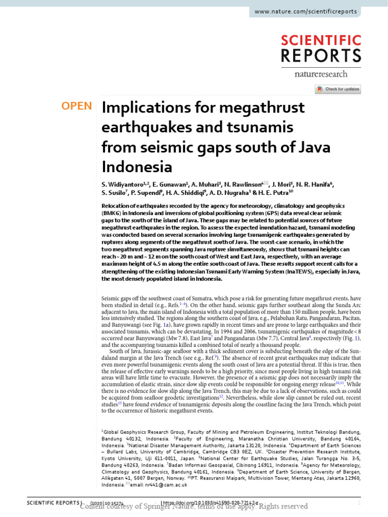 Implications For Megathrust Earthquakes and Tsunam | PDF