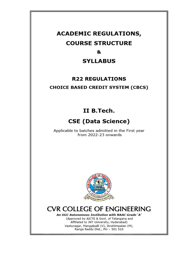 CSE (DS) R22 II Year Syllabus | PDF | Method (Computer Programming ...
