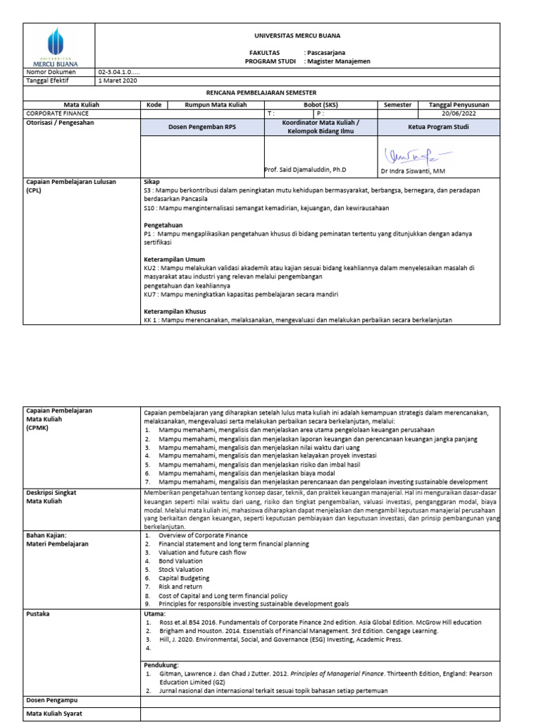 Rev - RPS OBE Cor Fin Management | PDF