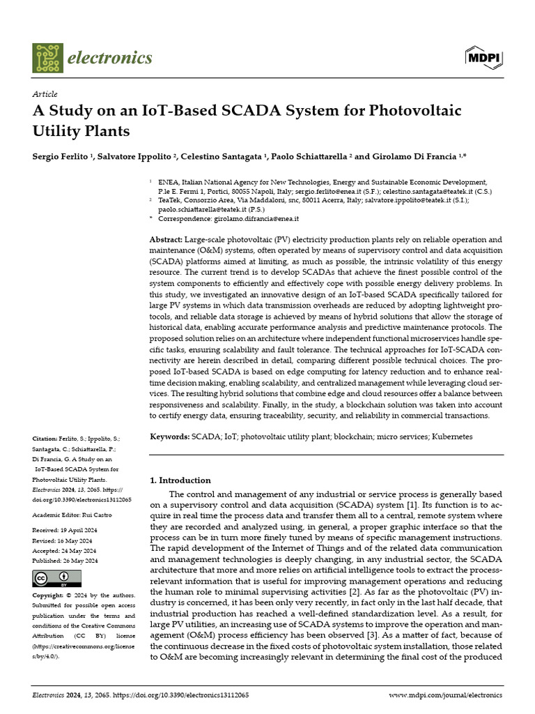 A Study On An IoT-Based SCADA System For Photovolt | PDF